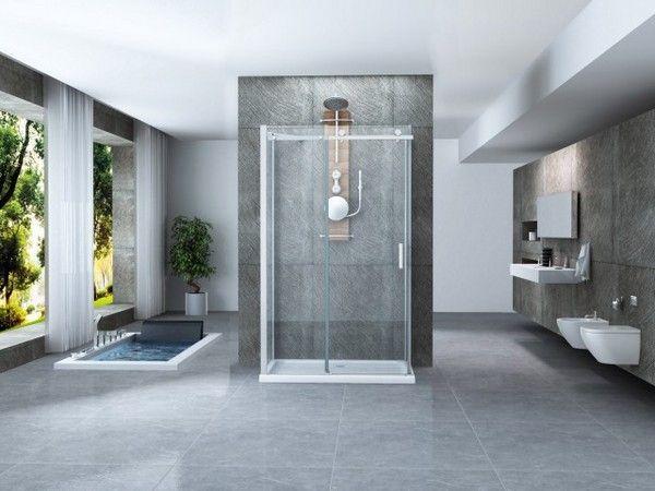 3 sided shower cabin with sliding door and 8mm transparent glass BOX056