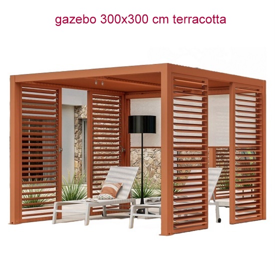 Bioclimatic gazebo available in 3 sizes in aluminium colour blue or ...