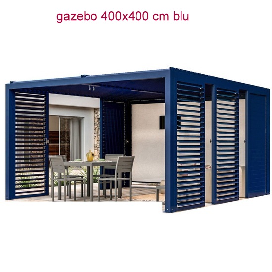 Bioclimatic gazebo available in 3 sizes in aluminium colour blue or ...